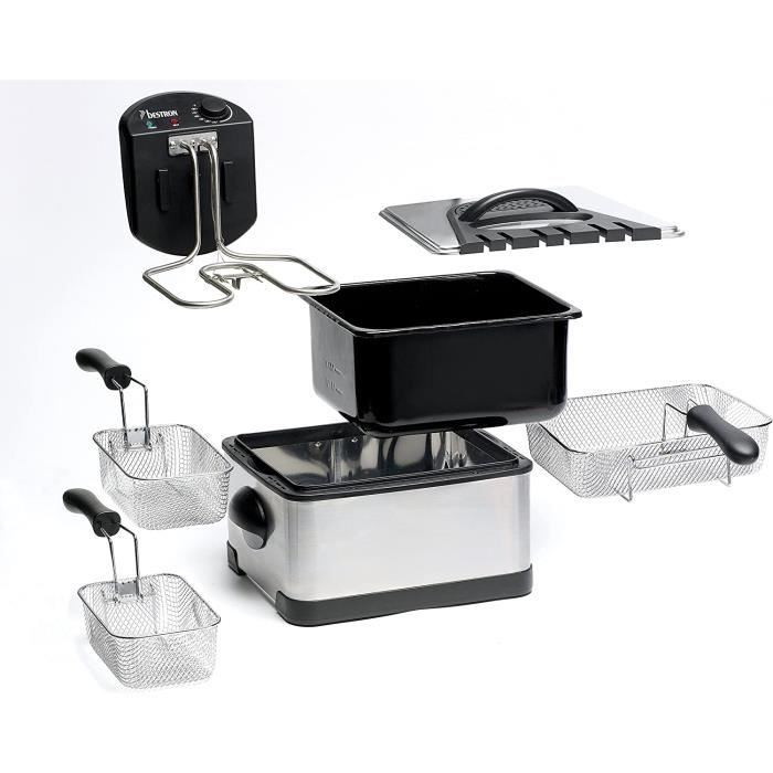 Friteuse familiale avec zone froide, 3 paniers, 4 litres, Capacité de 1 ...