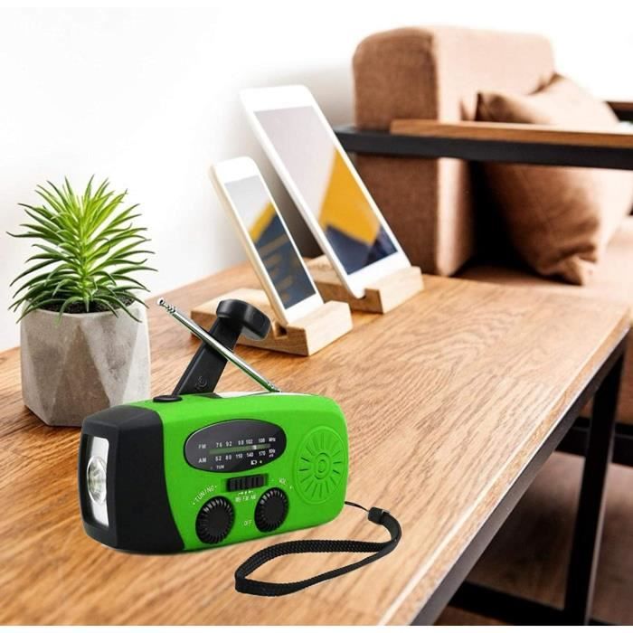 Radio d'urgence à manivelle - Portable - AM-FM-NOAA - Rechargeable par ...