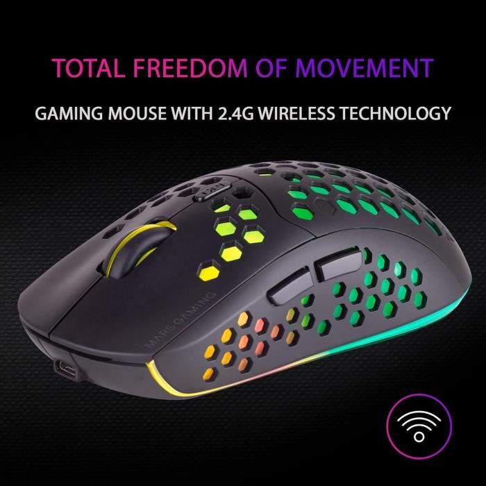 Marsgaming Mmw3, Souris Gaming Sans Fil, Rgb Flow, Ultralégère 79G ...