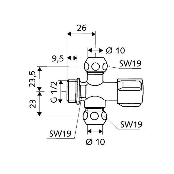 Robinet d'équerre - SCHELL - Comfort - 1/2" chromé - 2 sorties 3/8 ...