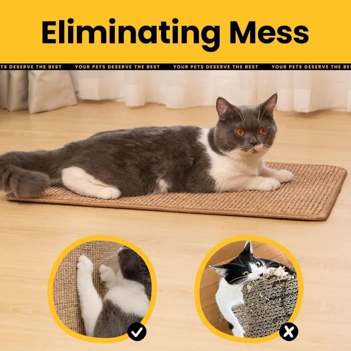 Tapis Griffoir Pour Chat Mural,Grattoir Chat En Sisal Naturel,Poteau ...