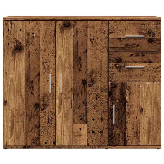 VidaXL Buffet vieux bois 91x29,5x75 cm bois d'ingénierie, armoire ...