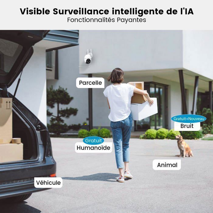 IeGeek 5MP Camera Surveillance WiFi Exterieure, 360° Camera IP, Vision ...