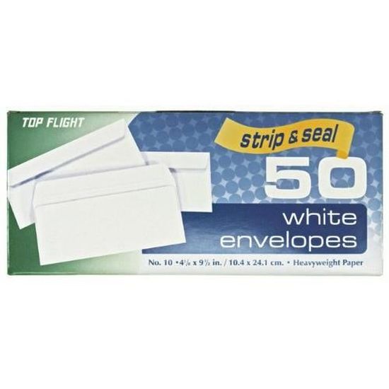 Top Flight ( 10) Boxed Envelopes Strip and Seal Closure 4125 X 95 ...