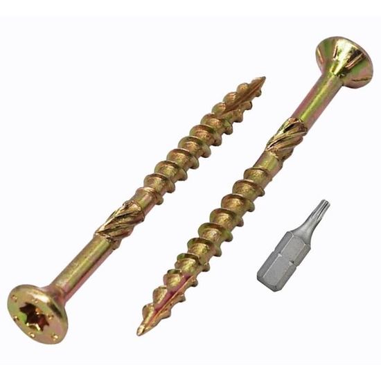 Lot De 100 Vis À Bois En Acier Zingué Jaune Tête Torx Type 17 Tête ...