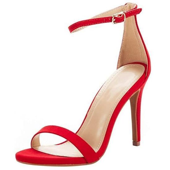 Escarpins rouges à talons hauts bout ouvert pour femme - Talon aiguille ...