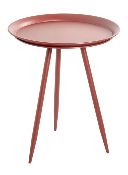 Table d'appoint ronde coloris rouge en métal laqué -diamètre 44 x ...
