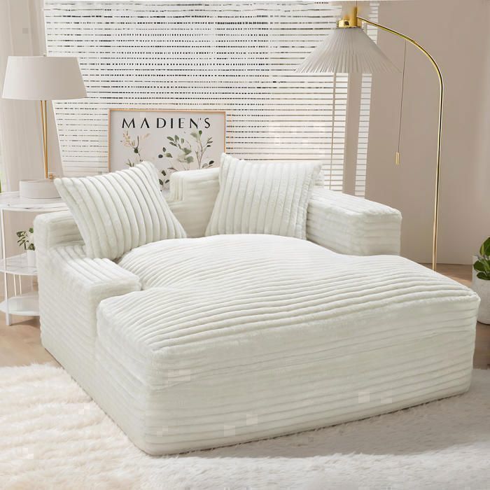 VERCART Grand canapé-lit et chaise longue avec accoudoirs et 2 coussins ...