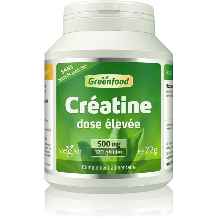 Créatine, 500 Mg, Dose Élevée, 120 Gélules - Sans Additifs Artificiels ...