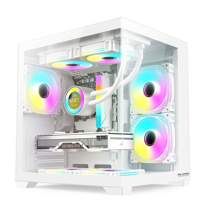 ProGaming Ambra Cube Tower Blanc Boîtier PC Micro-ATX Mini-ITX Gaming 5 ...