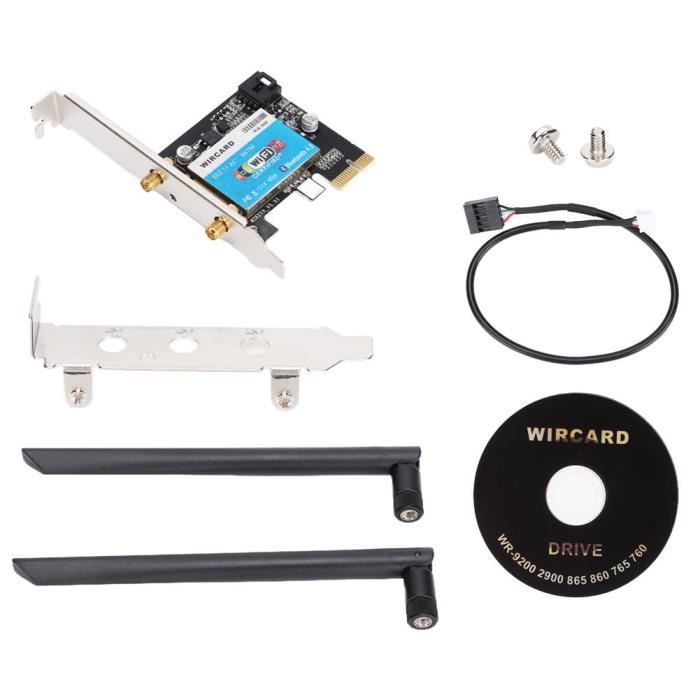 Akozon Adaptateur réseau PCIE Carte sans fil double bande 2,4 GHz 5 GHz Interface PCIE ...