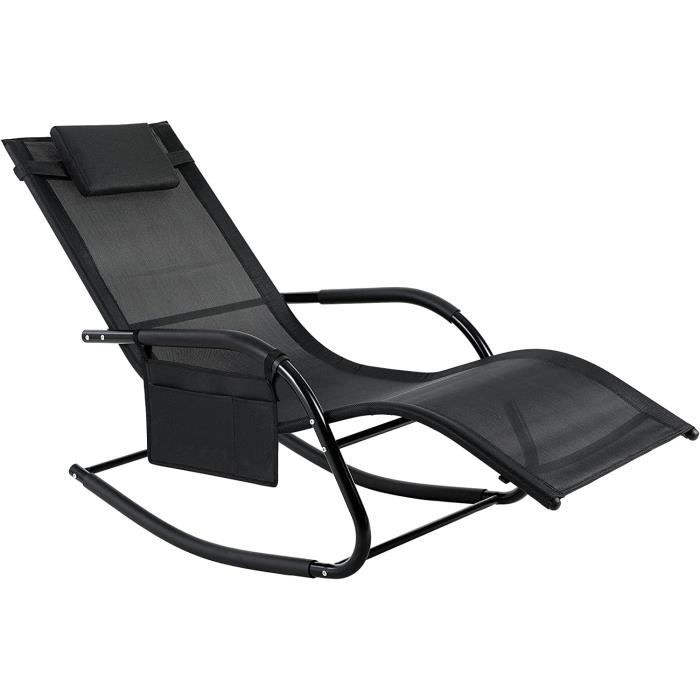 Fauteuil inclinable de jardin 150 x 91 x 63 cm, transat de jardin avec ...