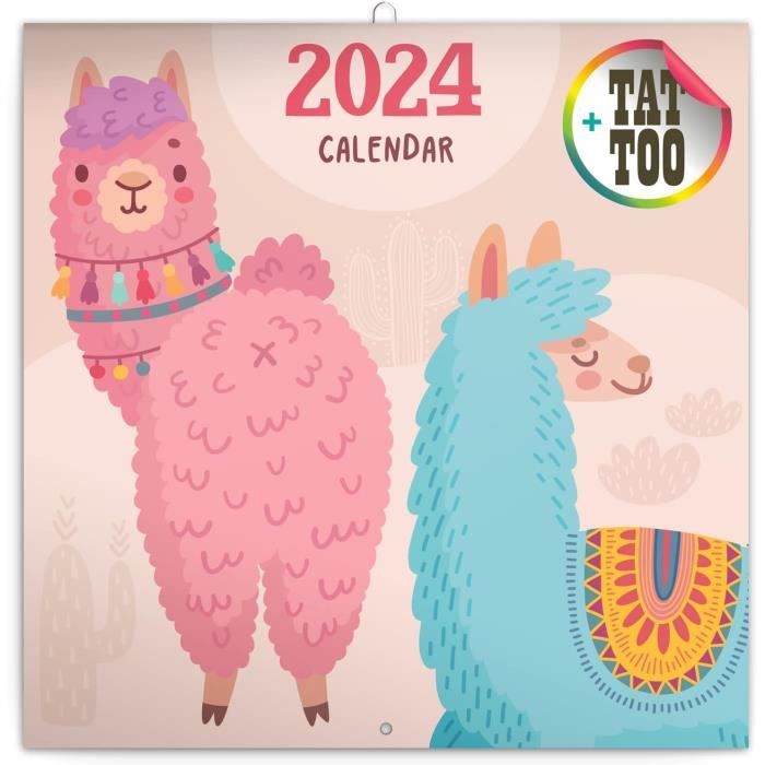 Happy Lamas Calendrier Mural 2024 - Avec Calendrier Mensuel - 30 X 30 ...