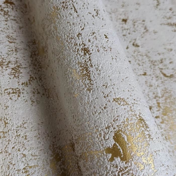 Papier Peint Non Tissé Doré Et Blanc - Design Vintage - Papier Peint En ...