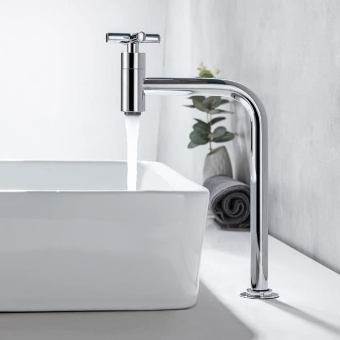 Robinet Vasque À Poser D'Eau Froide Uniquement, Mitigeur Haut En Laiton ...