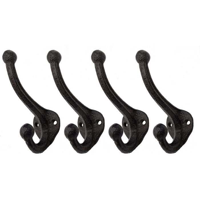 Lot de 4 crochets muraux en fonte aspect vieilli 11 cm – Lot de 4 ...