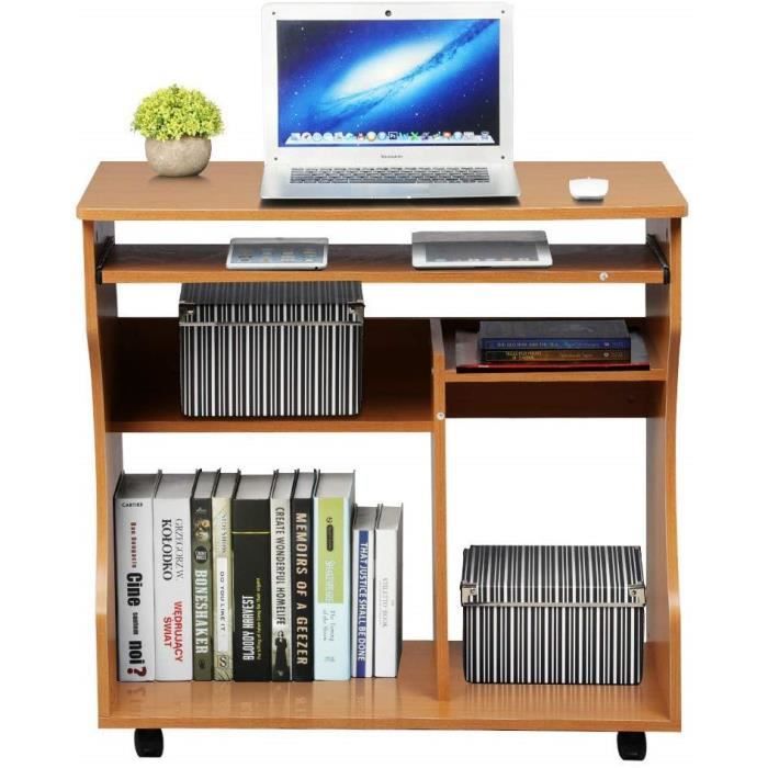 WIND Bureau informatique à roulettes, Table d'ordinateur, Meuble de ...