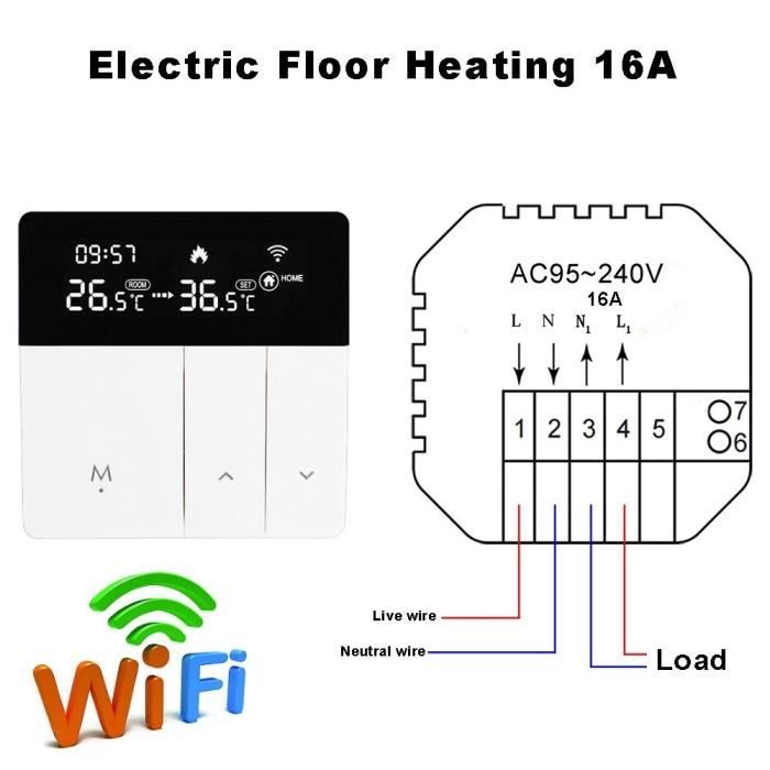 Plancher électrique 16A - Thermostat WiFi intelligent I8H Tuya,contrôleur de température pour ...