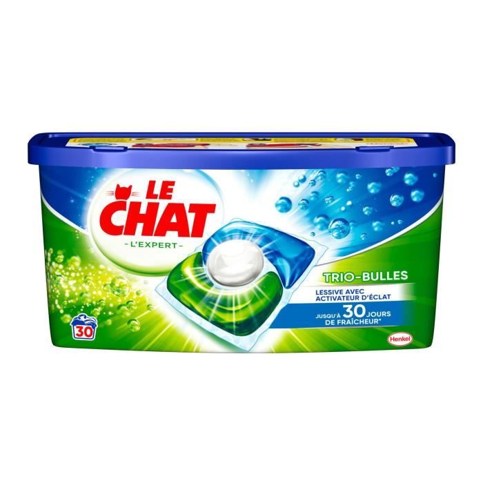 LOT DE 2 - LE CHAT - Lessive Capsule Trio-Bulles L'Expert - boîte de 30 ...