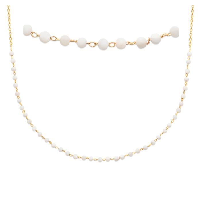 Collier Plaqué Or 'Mineralia' pierre de lune doré - 45 cm 3 mm [R4104 ...