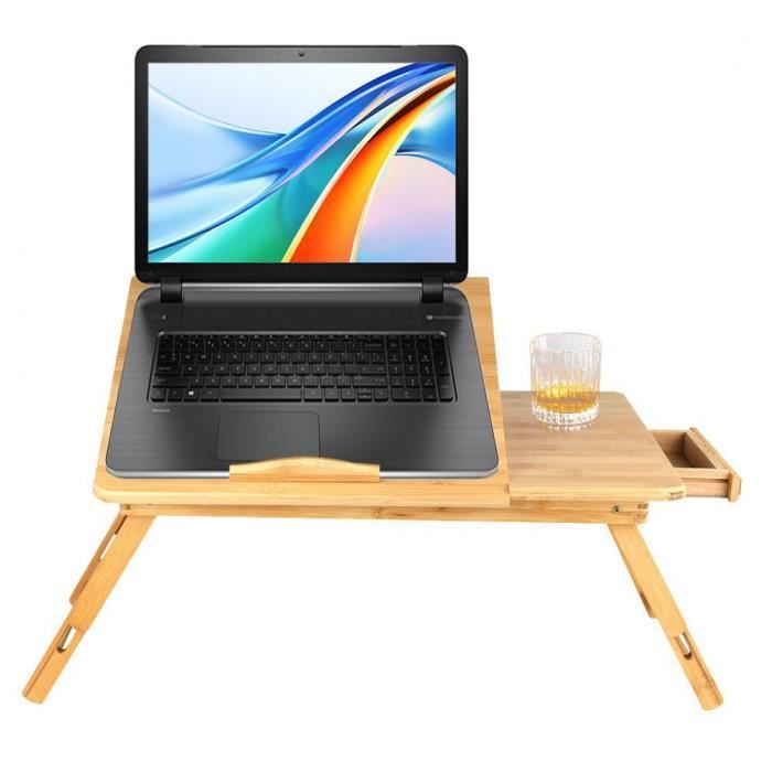 MENGDA Table de lit pour ordinateur en bambou avec Trous d'aération ...