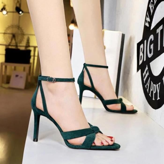 Escarpin Femme - Mariage Soirée - Talons Hauts Pointus - Vert 8.5cm ...
