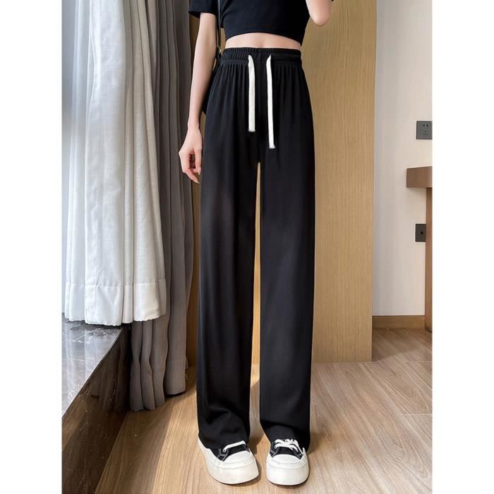 Pantalon Jogging Femme - ample d'été en soie glacée pour 208_black ...