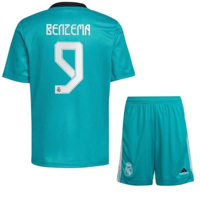Maillot Authentique Kit REAL MADRIDx Third 9 BENZEMA 2021 2022 Nouveau ...