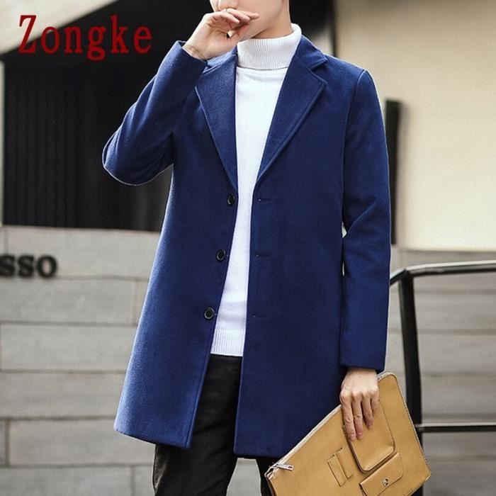 Manteau - caban,manteau Long en laine pour homme,Slim,résistant,Trench ...