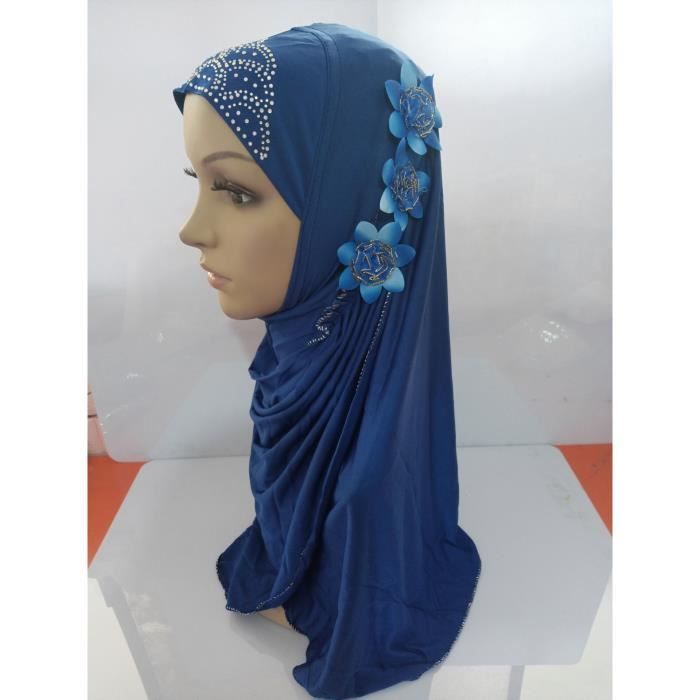 Foulard avec décoration de fleurs femmes musulman arabe Hijab casquette ...