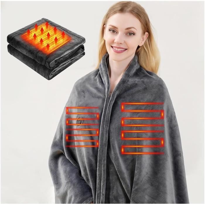 Plaid Chauffant Sans Fil 3 Niveaux De Chaleur,150 X 80 Cm, Portable ...