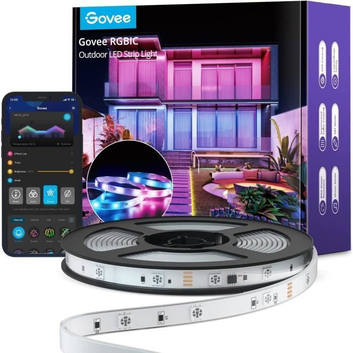 Ruban Led 10M Extérieur Ip65 Étanche, Bande Rgbic Multicolore, App ...