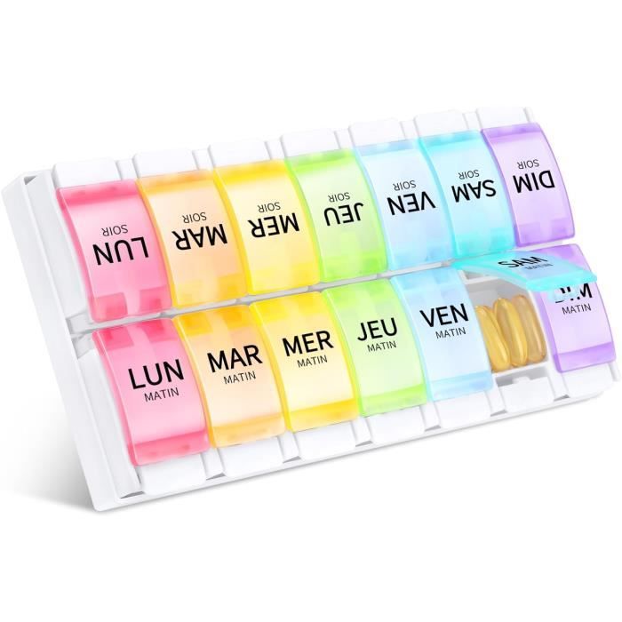 Pilulier Semainier Français 7 Jours Matin Et Soir, Boîte À Pilules 14 ...