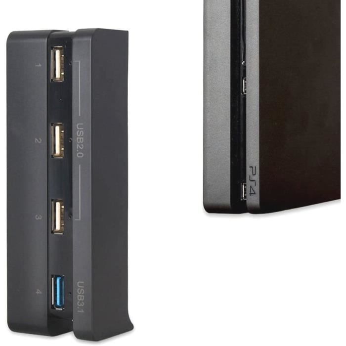 4 Ports HUB USB pour PS4 Slim, Chargeur USB 3.0/ 2.0 Adaptateur Haute ...