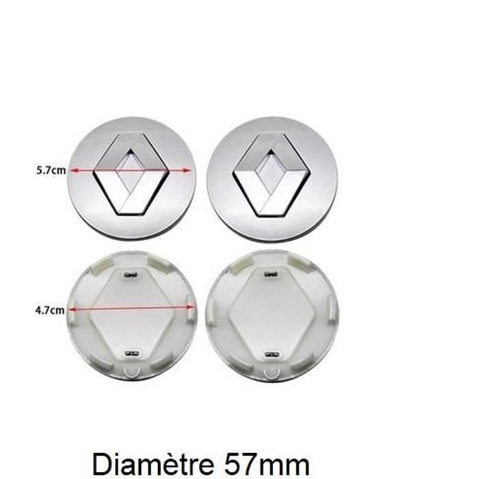 Lot de 4 centre de roue cache moyeu Remplacement pour Renault 57mm ...