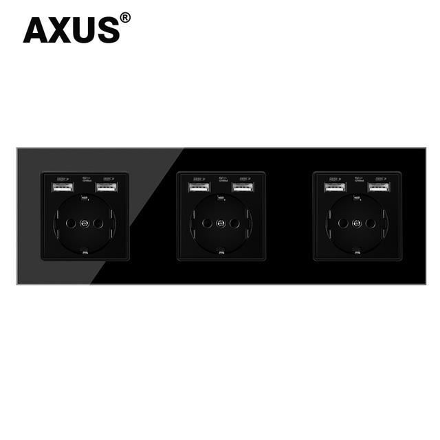 INTERRUPTEUR,USB Triple--Interrupteur Tactile En Verre Noir, Avec ...
