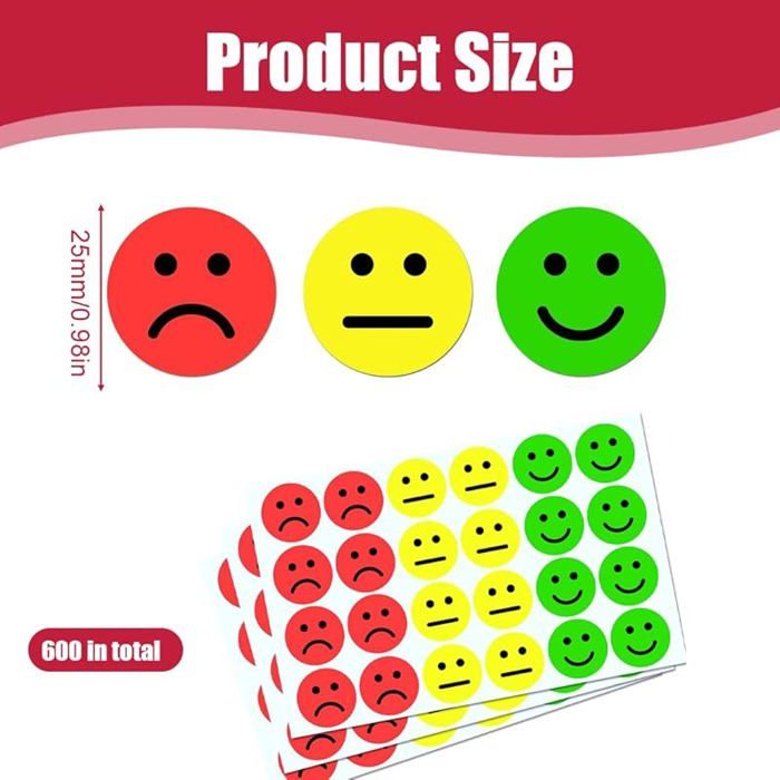 600 pièces Gommette Smiley Enfant Autocollant Sticker, Élèves pour ...