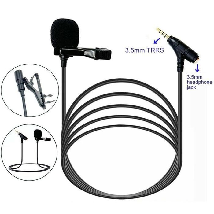 Microphone cravate - KCVV - TRRS 3,5 mm - Prise jack - Micro-cravate à ...