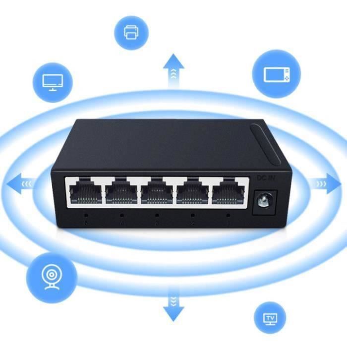 Switche Et Hub Reseau -Switch Ethernet 5 Ports Gigabit Boitier Hub RJ45 ...