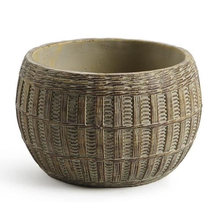 Pot à Plantes en Ciment L Rond Effet Osier Rond 22 cm 305711CLM ...