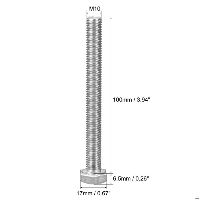 Boulon à tête hexagonale SOURCING MAP Filetage M10 100mm Inox 304 Vis ...