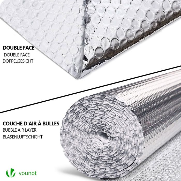 VOUNOT® Isolant thermique à bulles double face en film aluminisé ...