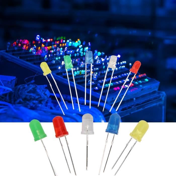 300PCS 3mm 5mm LED Light Emitting Diodes Kit Jaune/Vert/Bleu/Rouge ...