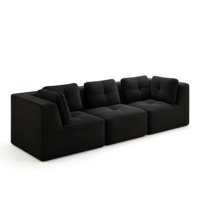 Canapé sectionnel sans armature, angle, cord, 3 places, assise profonde ...