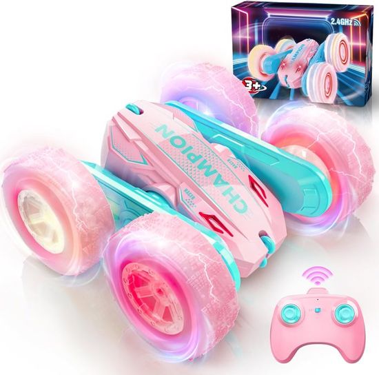 Voiture Télécommandée Enfant,360° Rotation Camion Cascadeuse Avec Lumière,2 Batterie,2,4Ghz Rc ...