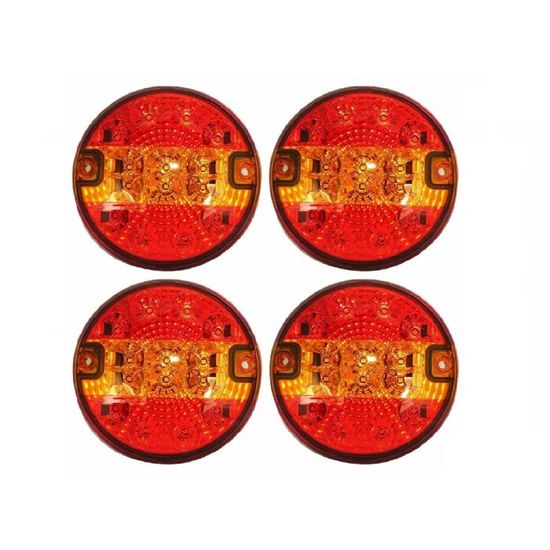 4 Feux Arrière Rond LED 12-24V Stop Position Clignotant ECE E11 ...