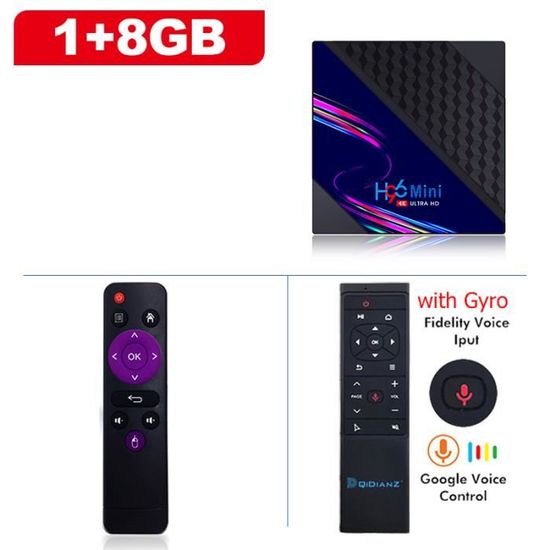 EU Plug - 1G 8G MT12CONTROL - Boîtier Smart TV H96 Mini V8, Android 10. ...