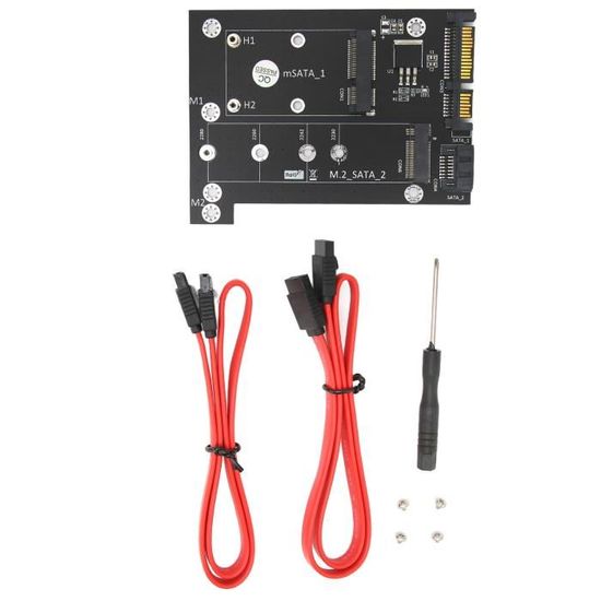 FHE- Adaptateur Carte MSATA M.2 NGFF SSD vers Double Adaptateur SATA3 Lecteur de Carte Mémoire ...