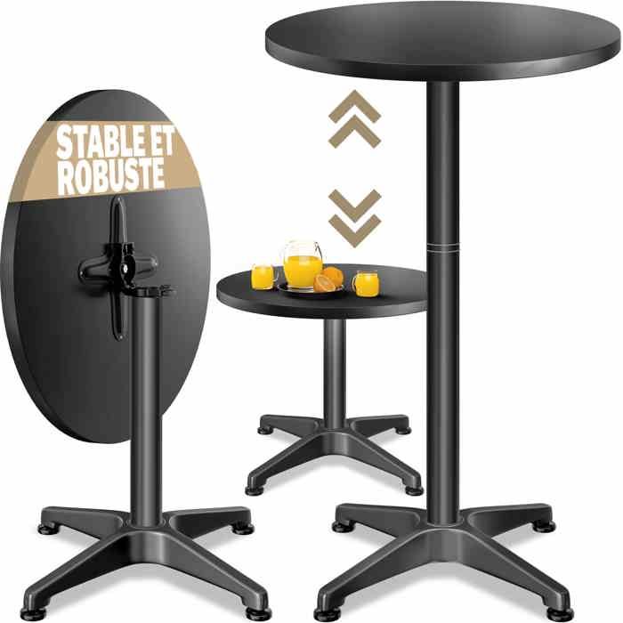 CASARIA® Table de bar bistrot pliable ronde 60 cm réglable en hauteur ...
