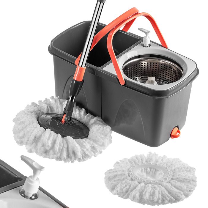 KADAX Spin Mop avec seau 18L Presse-nettoyage Distributeur rond ...